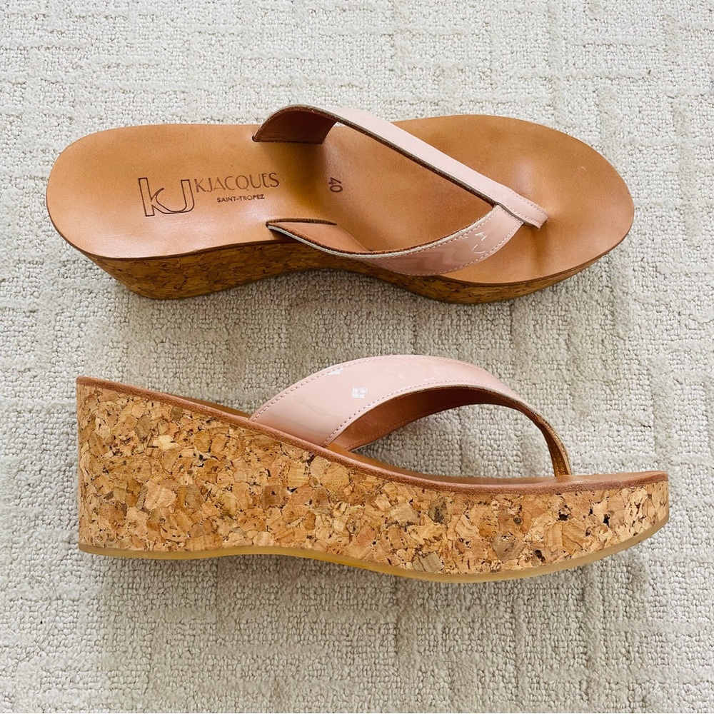 K. Jacques Diorite Blc Leather Platform Wedge Sandals… - Gem